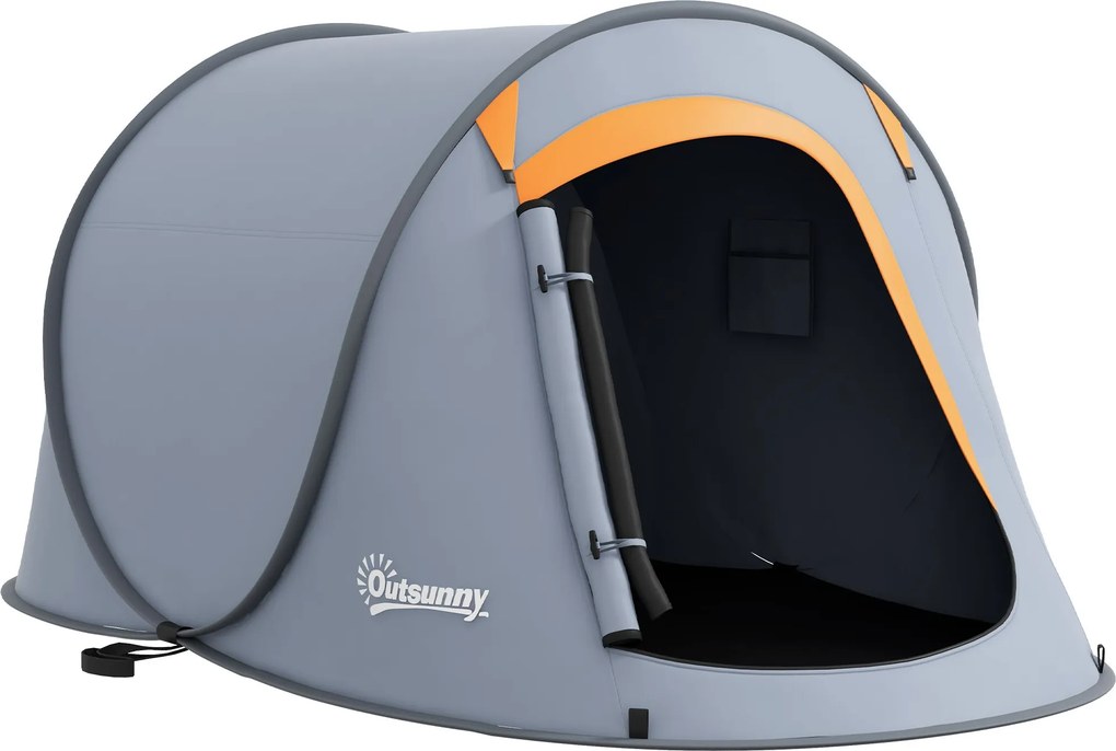 Pop-Up Stan Outsunny pro 2-3 osoby, přenosný, skládací, vodotěsný s oknem a dveřmi 245x148x105 cm Šedý | Aosom