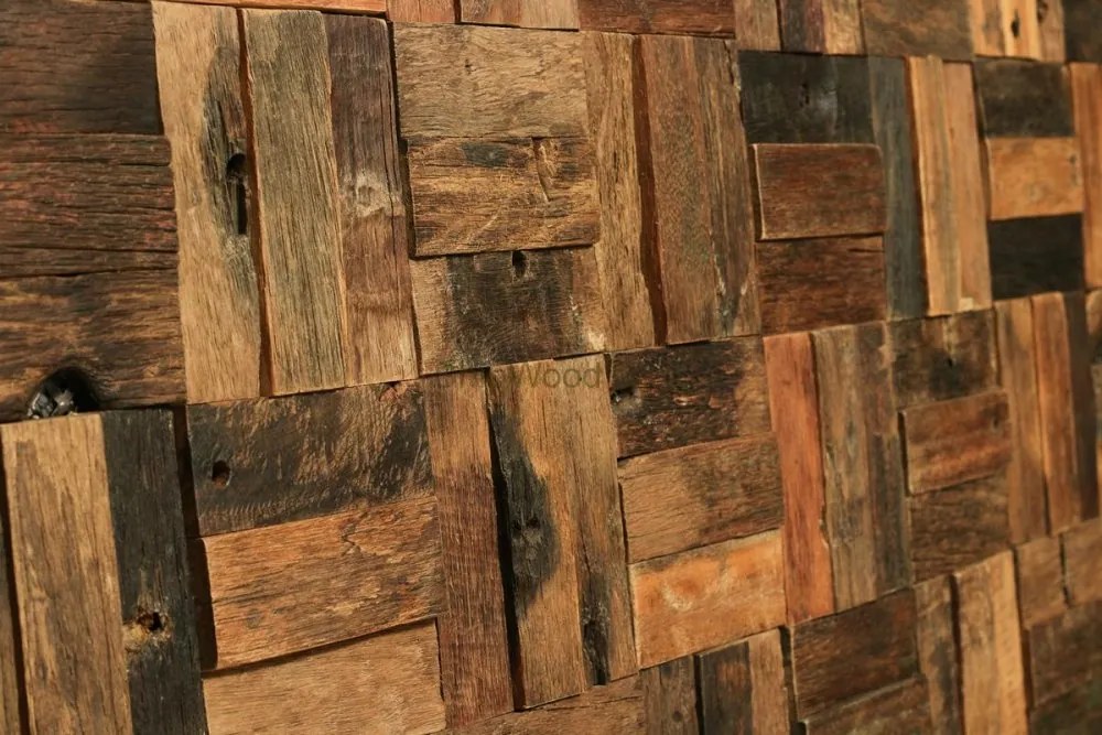 Dřevěná lodní mozaika - obkladový panel 300 x 300 x 7 - 14 mm (0,09 m²)
