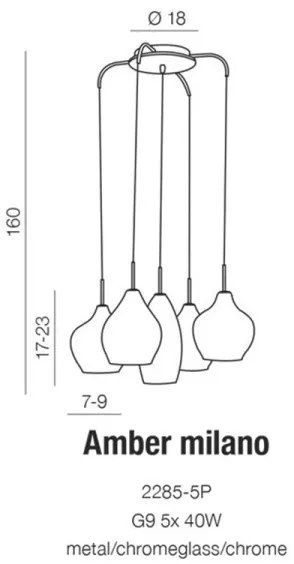 Azzardo AZ3076 - Lustr na lanku AMBER 5xG9/40W/230V