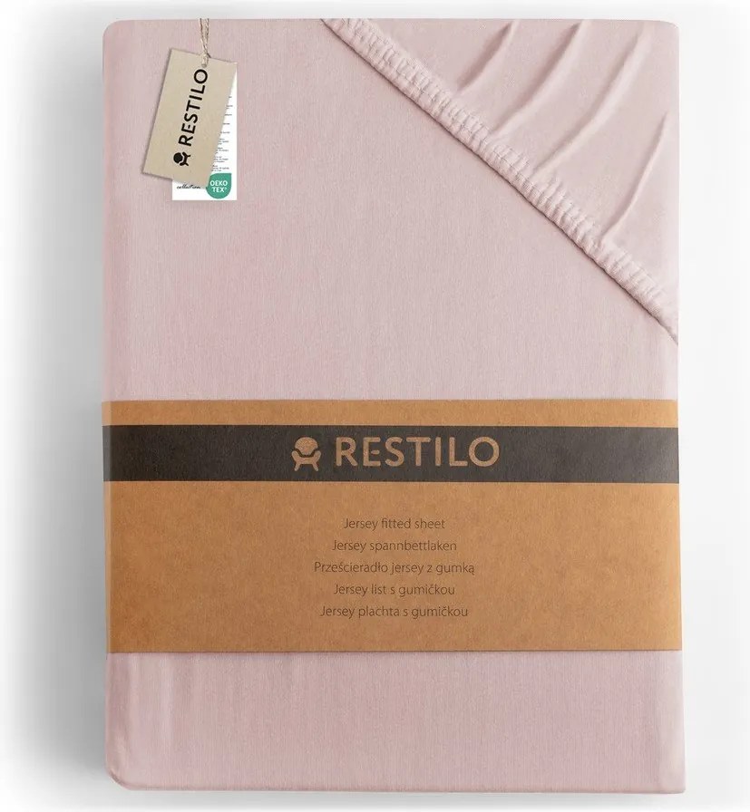 Světle růžové napínací prostěradlo jersey 140x200 cm Amber – Restilo