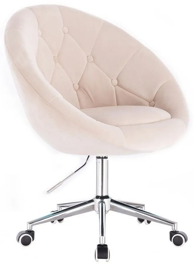 LuxuryForm DESIGN Křeslo VERA VELUR na stříbrné podstavě s kolečky - krémové