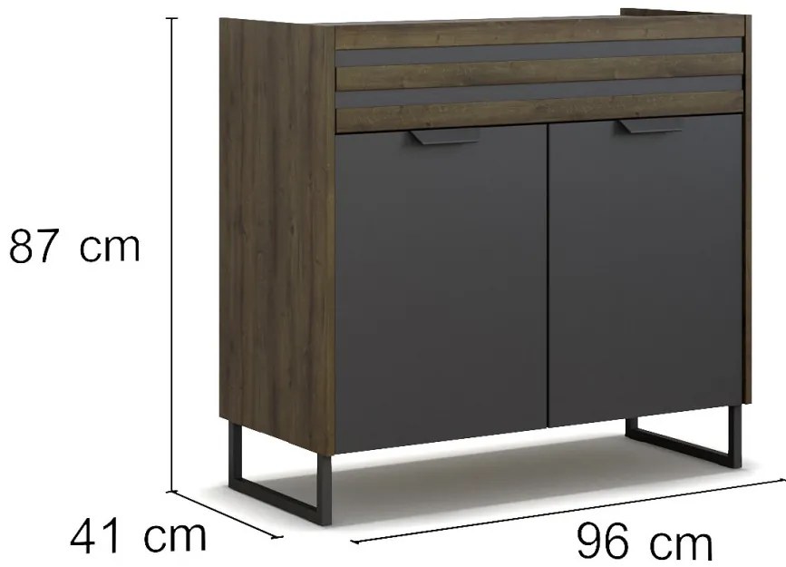 Skříňka se zásuvkou Barea, tmavě šedá/dub atlantic