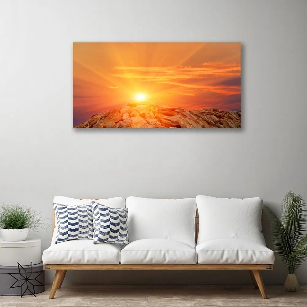 Obraz na plátně Slunce Nebe Hora Krajina 100x50 cm