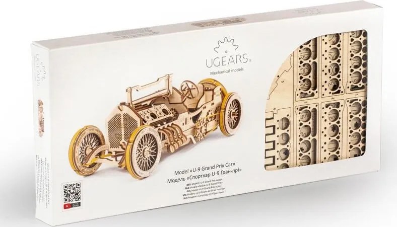 Hračka Ugears 3D dřevěné mechanické puzzle U9 Auto (Grand Prix) [6902746]