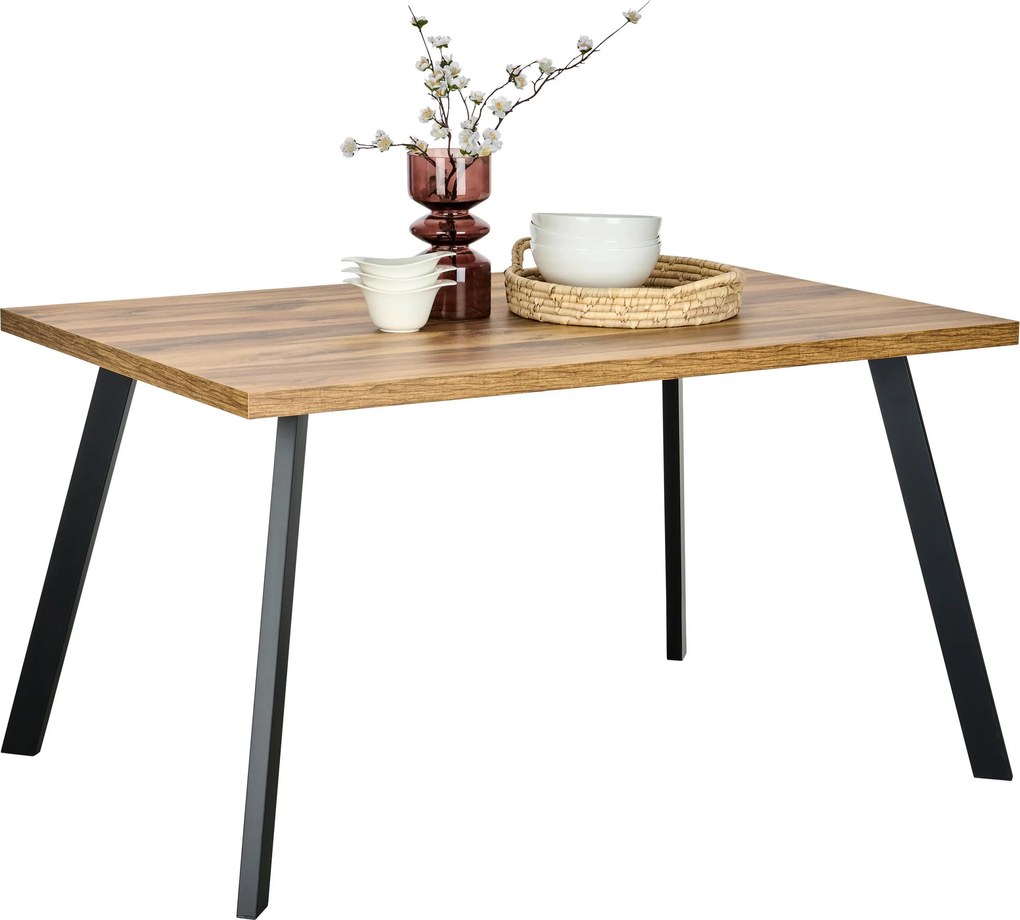 XXXLutz JÍDELNÍ STŮL, černá, barvy dubu, 140/90/76 cm Hom`in - 002808011021