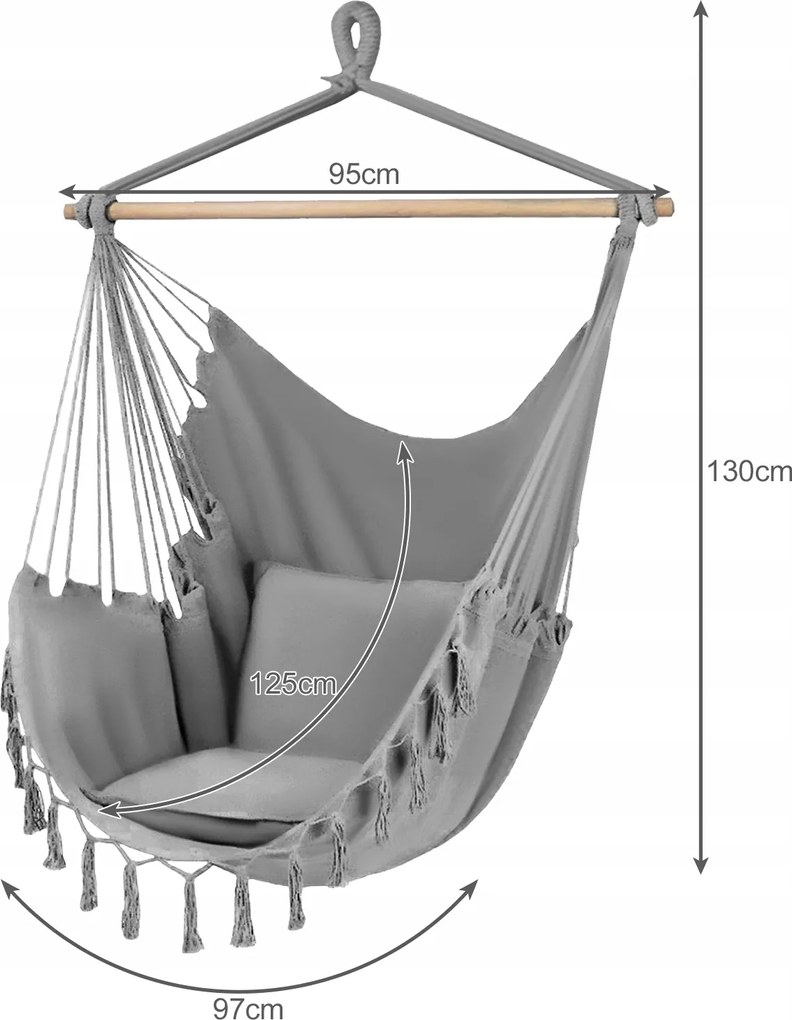 1Mcz HO-937 Závěsné houpací křeslo brazilské Hamak 90 x 130 cm