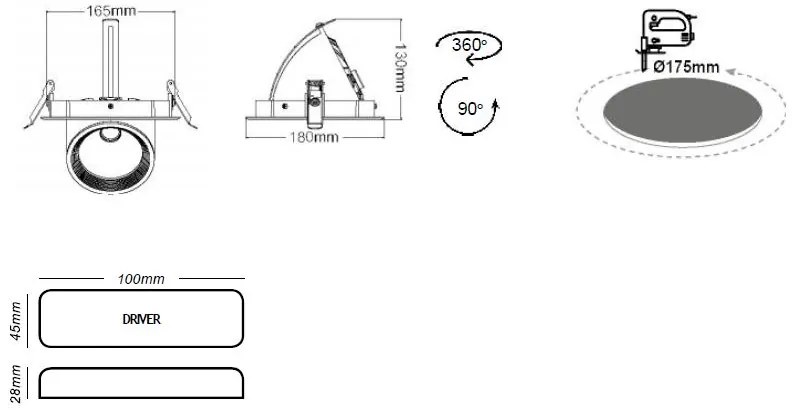 ACA Lighting COB LED bodovka LINO 30W/230V/4000K/2480Lm/IP20/60°, kruhová bílá