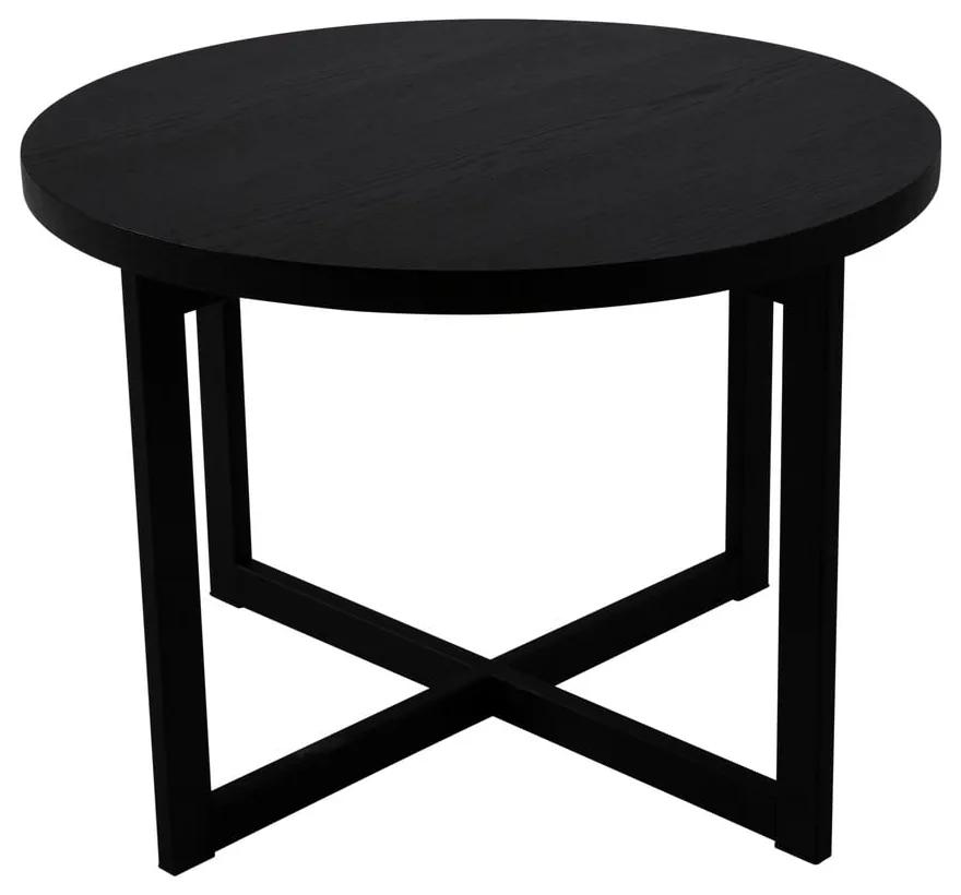Černý odkládací stolek z dubového dřeva Canett Elliot, ø 70 cm