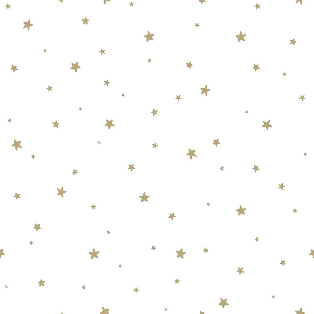 Esta Home Bílá vliesová tapeta se zlatými hvězdičkami 139259 rozměry 0,53 x 10,05 m