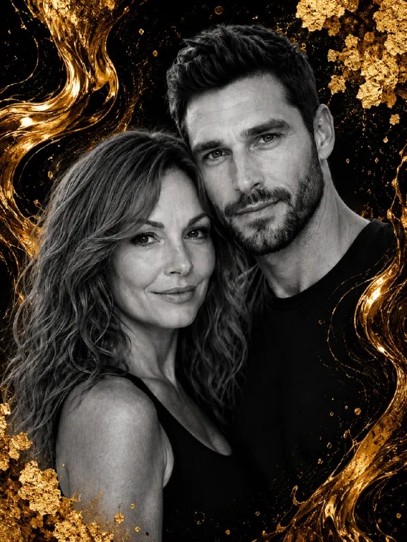 Foto obraz z vlastní fotky na plátno – Luxusní Glamour Gold styl se zlatými prvky