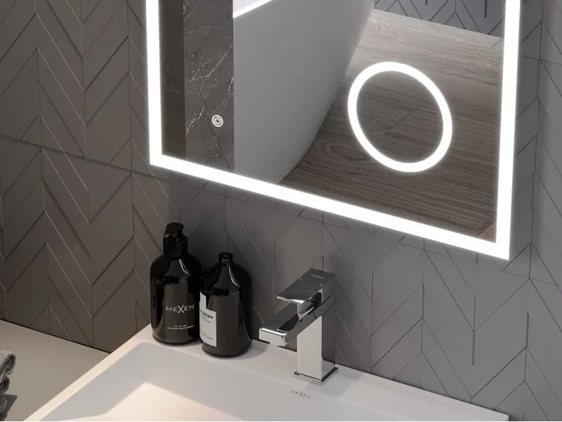 Mexen Kala osvětlené koupelnové zrcadlo s kosmetickým zrcátkem 60 x 80 cm, LED 6000K, anti-fog - 9820-060-080-611-00