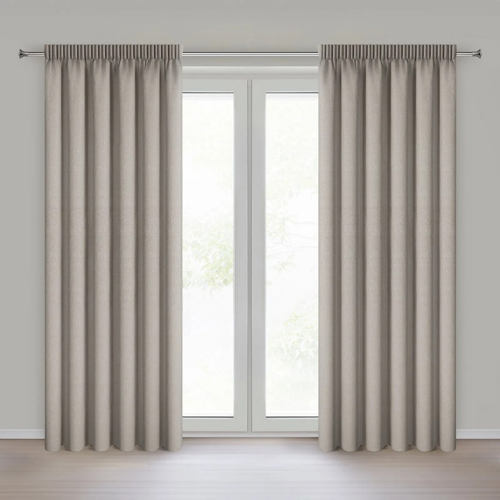 ZATEMŇOVACÍ ZÁVĚS (100%) NA PÁSCE ZOEY 140X270 CM TMAVĚBÉŽOVÝ