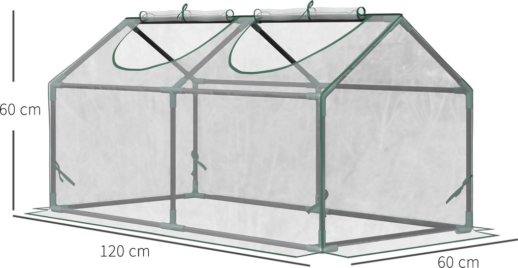 Fóliový skleník Outsunny s oknem, PVC skleník 120x60x60 cm, průhledný skleník na rajčata a chladicí rám pro rostliny | Aosom.de