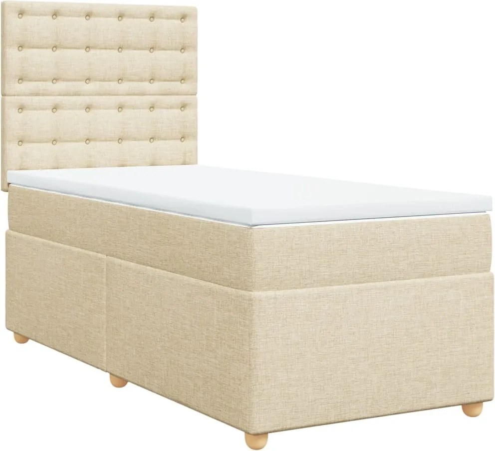 Box spring postel s matrací krémová 90x200 cm textil 3291182
