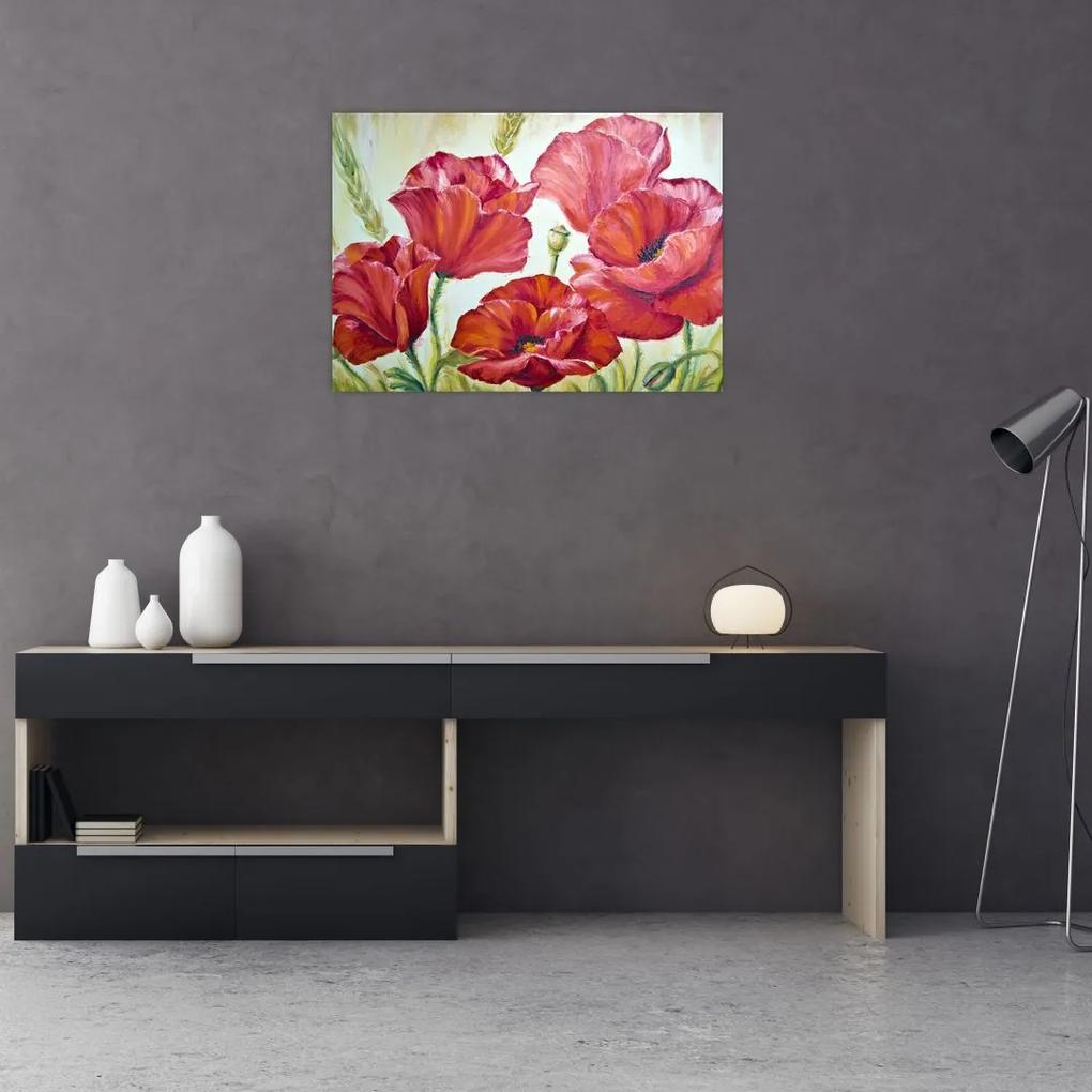 Skleněný obraz - Květy vlčích máků (70x50 cm)