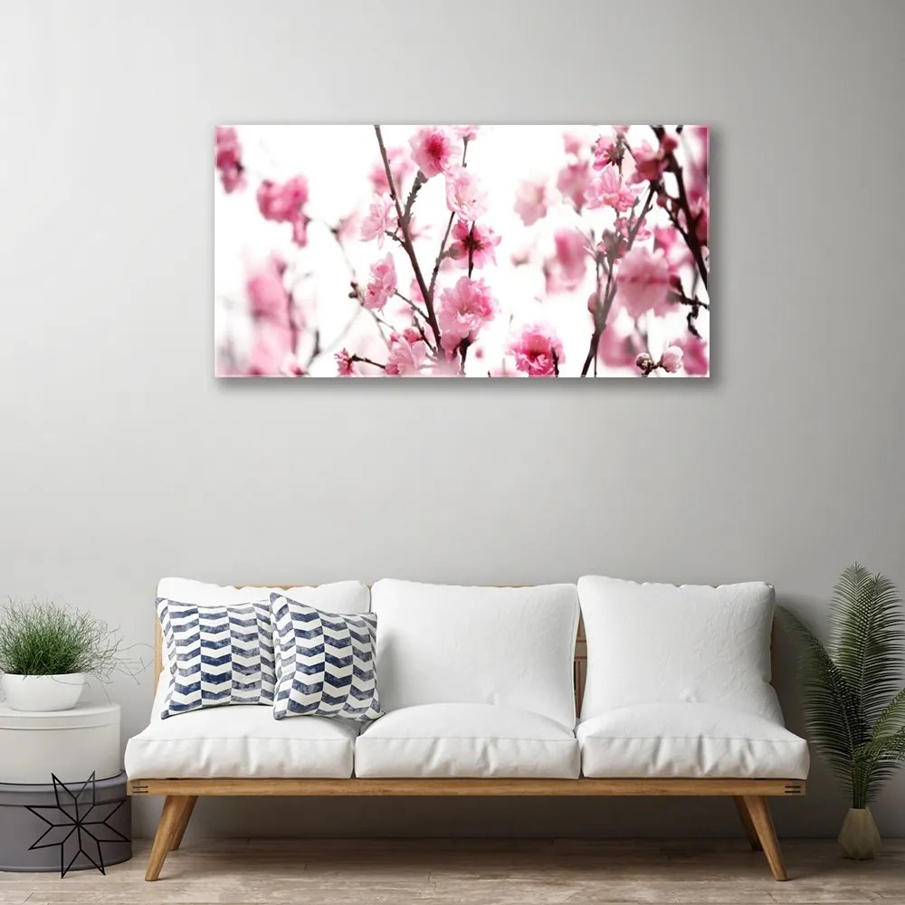 Obraz na skle Větve Květiny Rostlina 120x60 cm