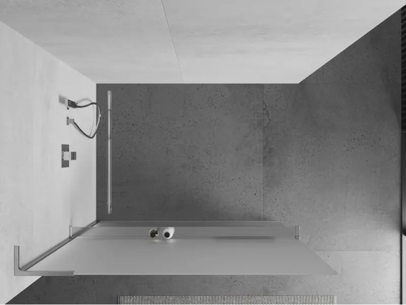 Mexen Kioto+ L, sprchová zástěna Walk-In s poličkou a věšákem 80 x 200 cm, 8mm sklo námraza, chromový profil, 800-080-123-01-30
