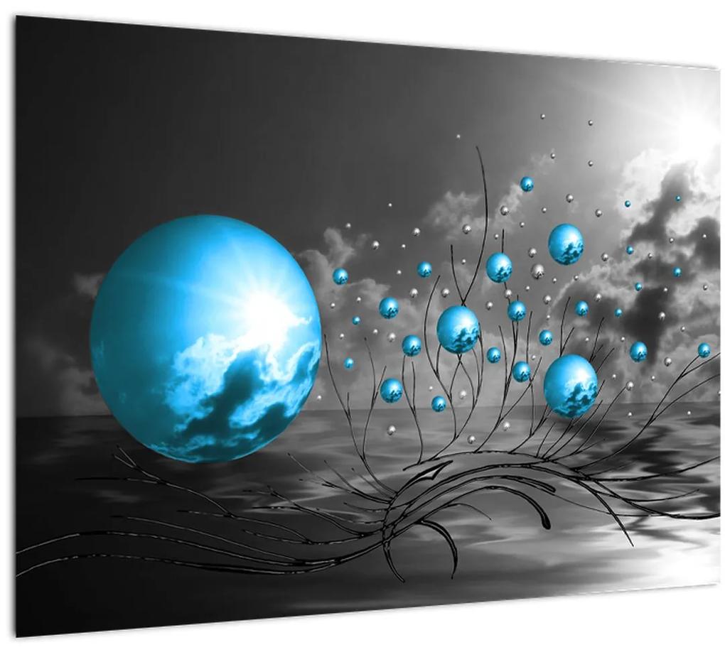 Obraz světle modrých koulí (70x50 cm)