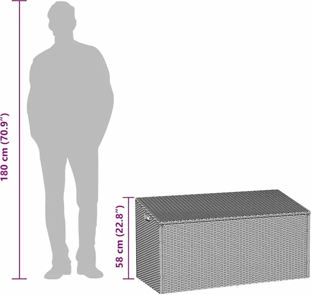 vidaXL Zahradní úložný box 110 x 50 x 58 cm polyratan [4104069] Barva: světle šedá