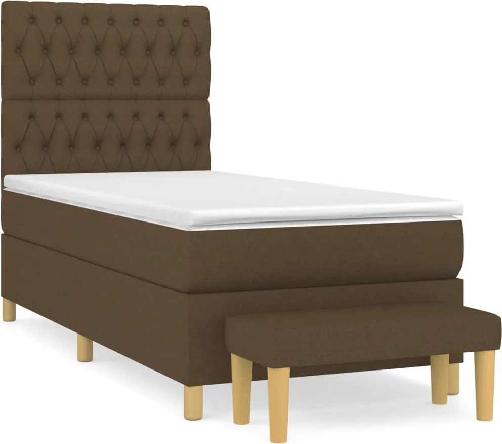 Box spring postel s matrací tmavě hnědá 100 x 200 cm textil 3137376