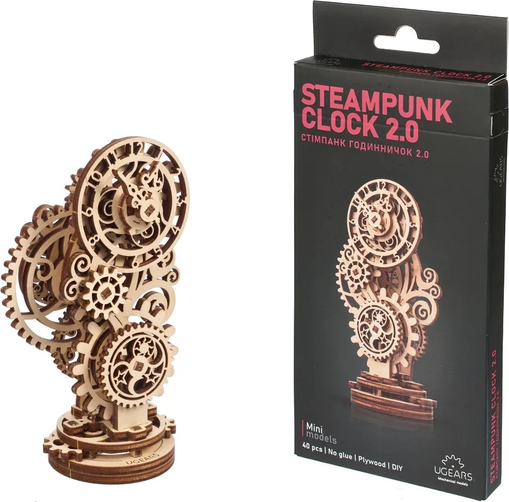 Ugears 3D mechanické puzzle Steampunk clock 40 ks