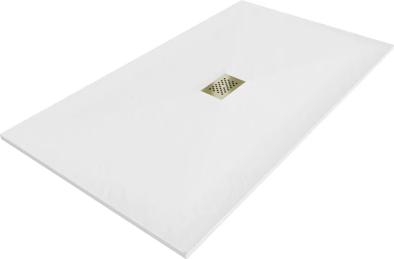 Mexen Hugo, obdélníková sprchová vanička SMC 200 x 100 cm, bílá, zlatá krytka, 42101020-G