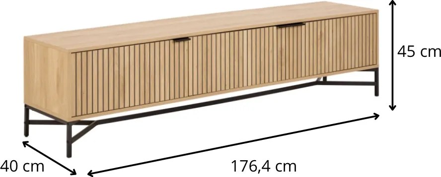 TV stolek Jaipur 176 cm dub přírodní