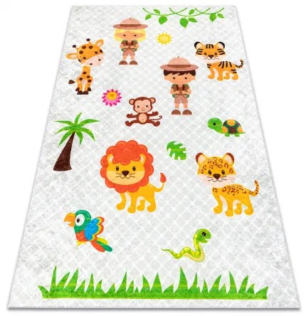 Dywany Luszczow Dětský kusový koberec JUNIOR 52104.801 pratelný  Safari, zvířata pro děti protiskluz, šedá Rozměr koberce: 80 x 150 cm