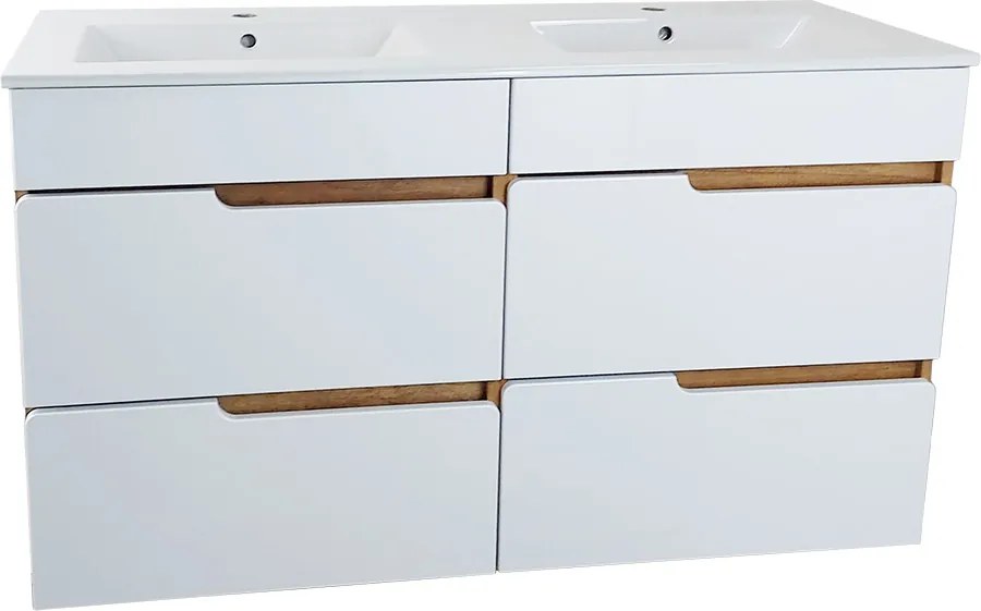 Comodo Koupelnová skříňka s keramickým dvojumyvadlem Doris 120-4Z