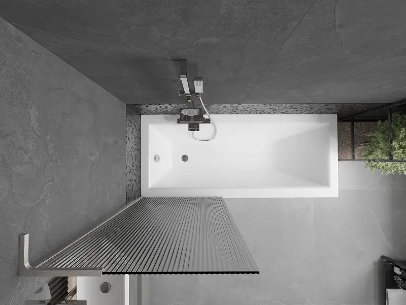 Mexen Next L, 1-křídlová vanová zástěna 70 x 150 cm, 6mm sklo s žebrovým vzorem, 6mm čiré sklo, profil broušená ocel, 895-070-000-03-09-97