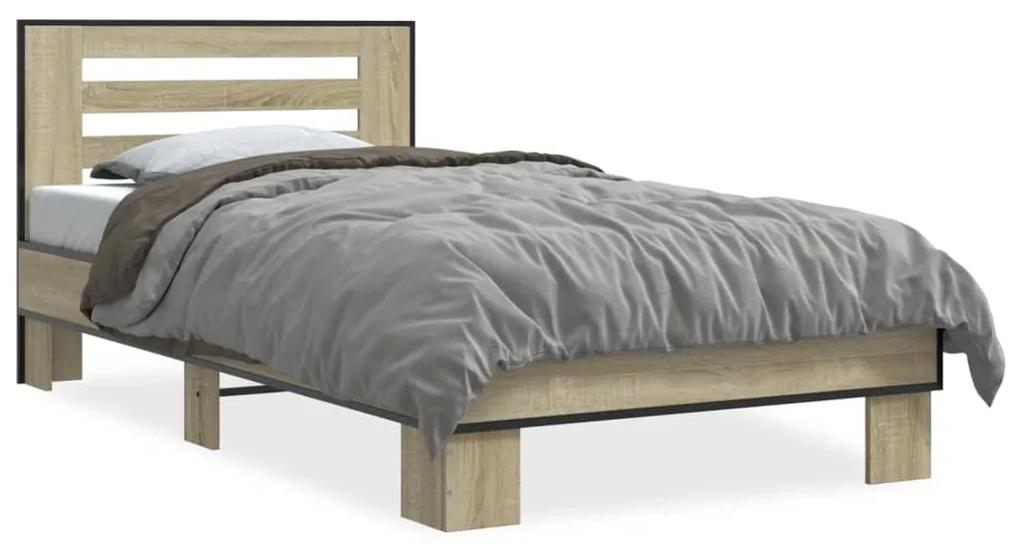 Rám postele dub sonoma 100 x 200 cm kompozitní dřevo a kov,  845648