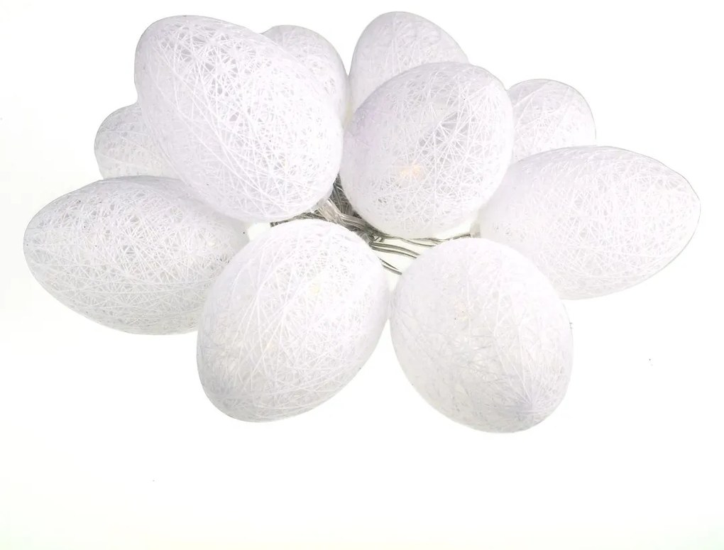 LED světelný řetěz Eggs, 1,6 m, bílá