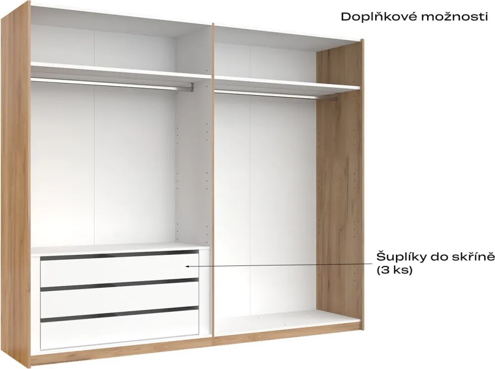 Skříň s posuvnými dveřmi 2,5x2,1m (Dveře Lesklé Bílé) série N Asti