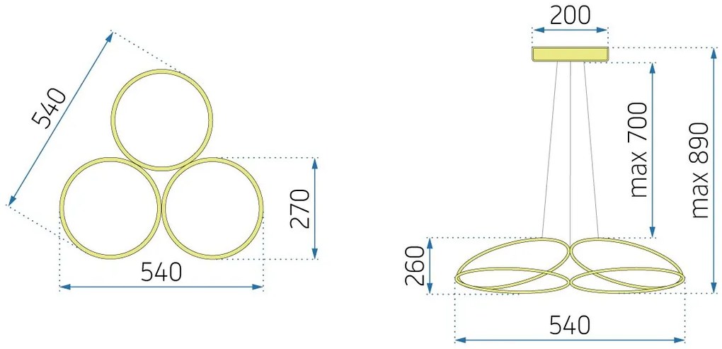 Toolight Moderní stropní svítidlo LED + Ovladač APP794-CP Flat Gold