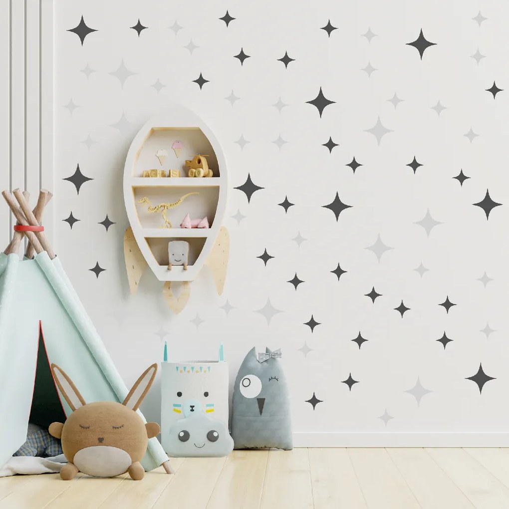 PIPPER. Textilní samolepka na zeď "Hvězdičky" Barva: Máta