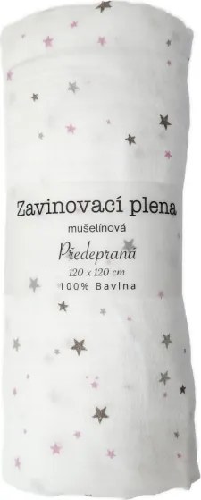 PREM INTERNATIONAL Zavinovací plena 120x120 cm Fialové hvězdičky (balení 1 ks)