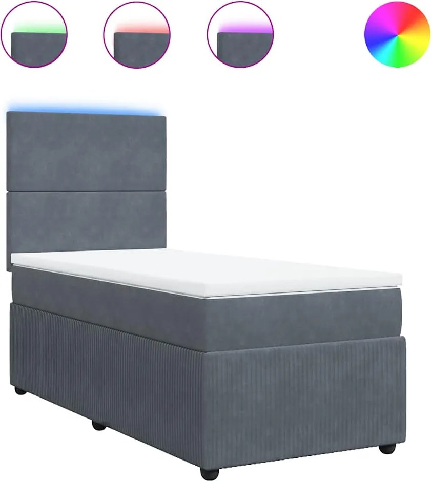 Box spring postel s matrací tmavě šedá 90x190 cm samet 3294509