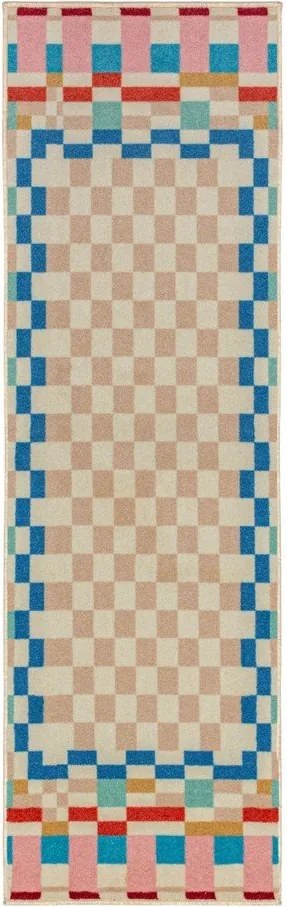 Běhoun s příměsí vlny 80x300 cm Checkered Border – Flair Rugs