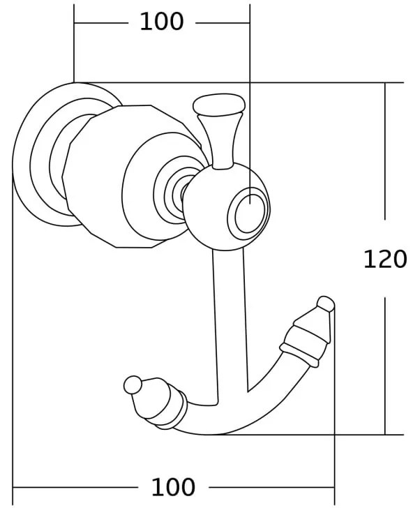 Mexen příslušenství, ESTELA držák na ručníky, 2-háček, zlatá, 7011535-50