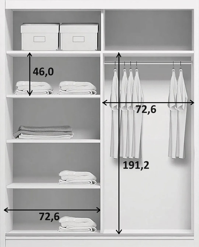 Dvoudveřová šatní skříň 150/245 ELIANA - bílá