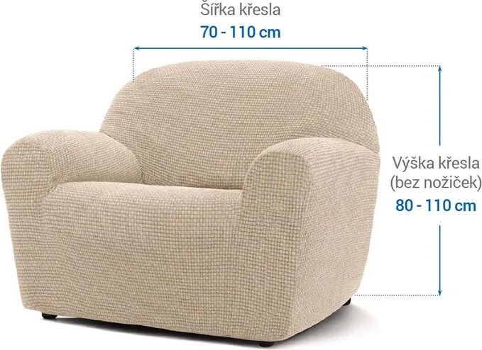 Super strečové potahy NIAGARA smetanová křeslo (š. 70 - 110 cm)