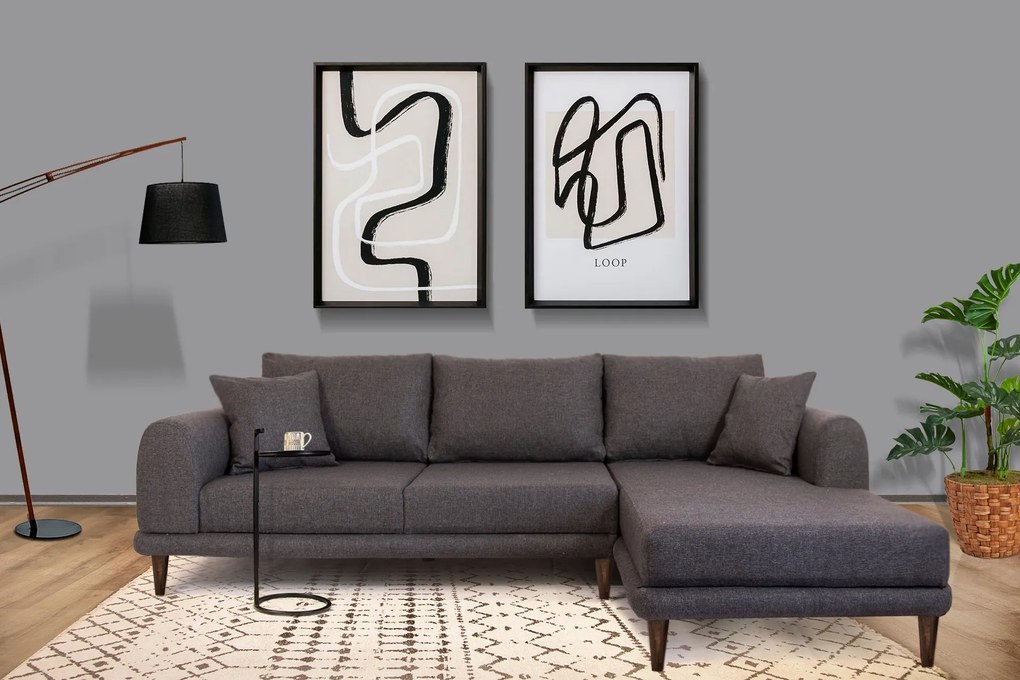 Hanah Home Čtyřmístná pohovka NERO antracitová pravá 250 cm