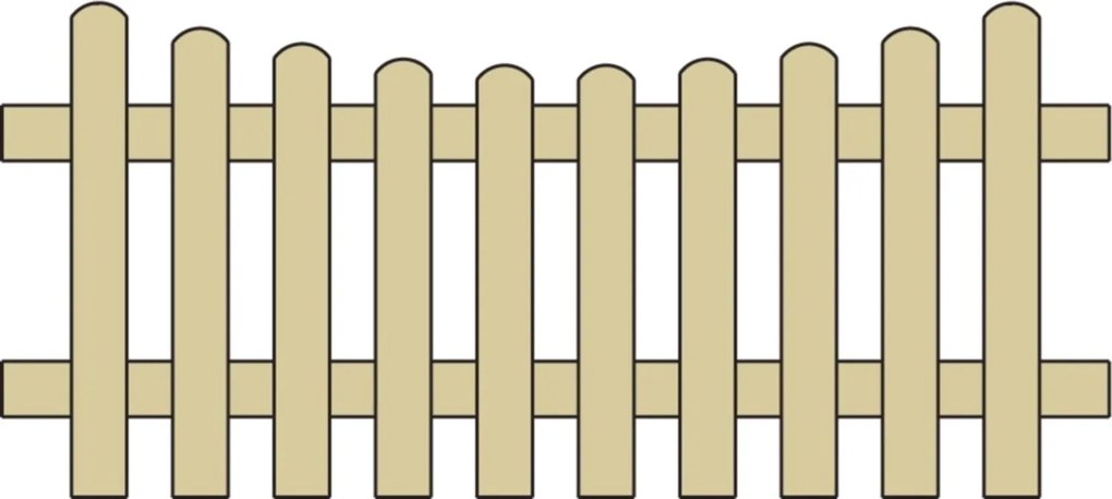 Plaňkový plot s obloukem dolů tlak. impreg., KDI zelený, 180 x 85/70 cm