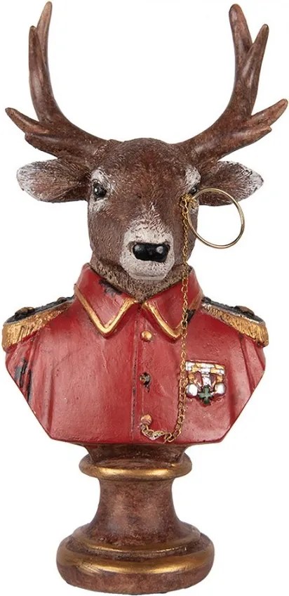 Červeno-hnědá vánoční dekorace busta jelen Deer - 10*8*19 cm