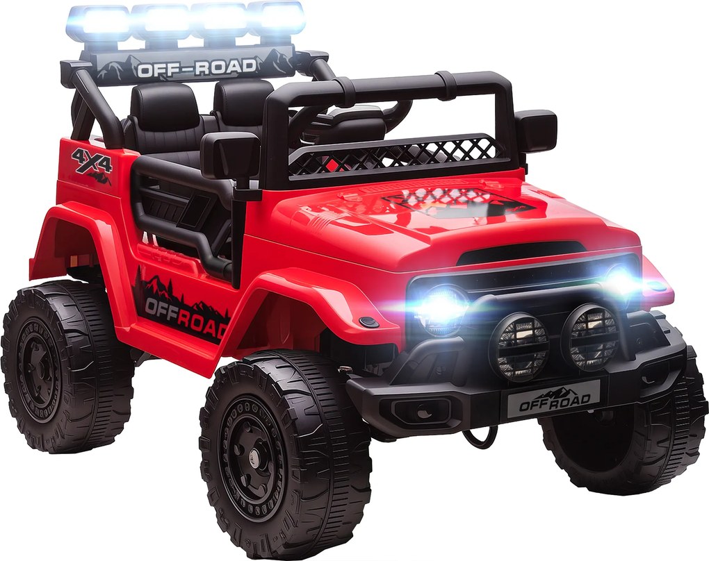 AIYAPLAY dětský offroader se světlomety, houkačkou, pásem a dálkovým ovládáním, z PP a kovu, 99x66x68,5 cm, červená