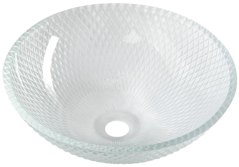 Sapho, PUKETA skleněné gravírované umyvadlo, průměr 42 cm, čirá, TY165