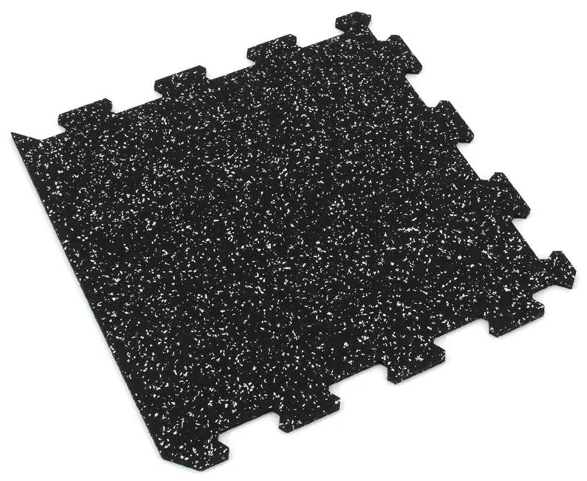 Černo-bílá gumová modulová puzzle dlažba (okraj) FLOMA FitFlo SF1050 - 100 x 100 x 0,8 cm