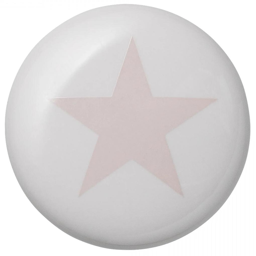 Bloomingville Porcelánová úchytka Rose Star, růžová barva, bílá barva, porcelán