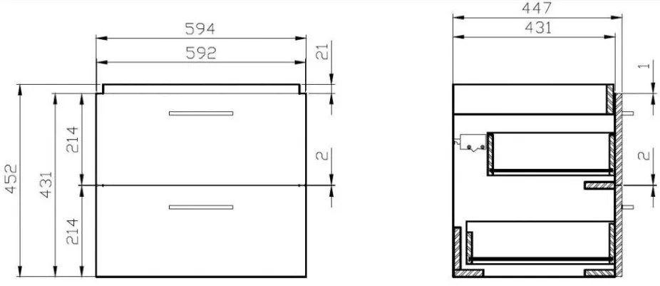 Cersanit - SET B278 LARA MILLE SLIM 60 (SKŘÍŇKA + UMYVADLO), ŠEDÁ, S801-317-DSM