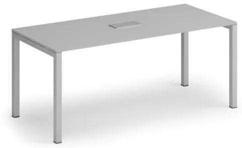 Stůl SQUARE 1800 x 800 x 750, šedá + stolní zásuvka TYP II, stříbrná